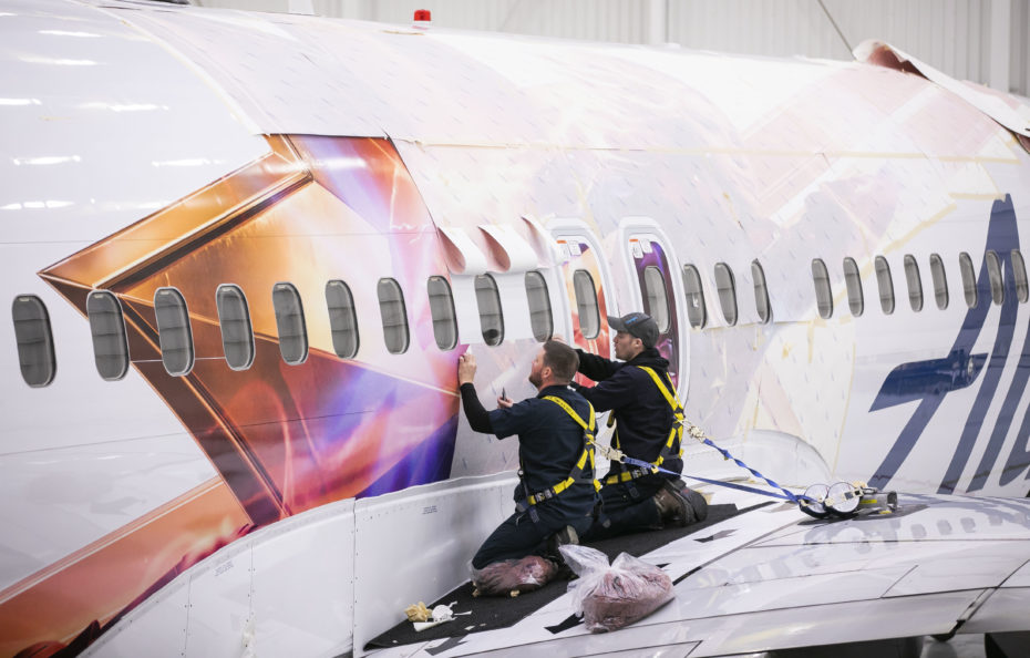 Alaska Airlines' Captain Marvel plane - flying now - Stuck at the Airport